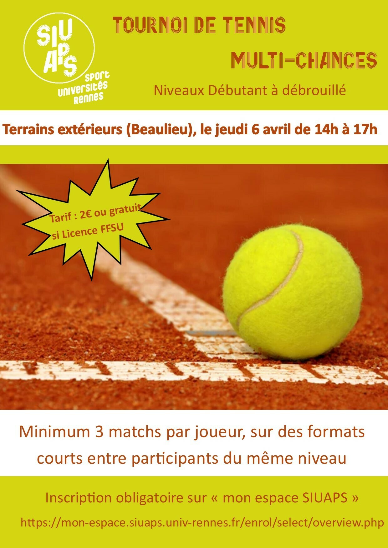 Tournoi de tennis multi-chances - Courts De Tennis - Campus Beaulieu ...