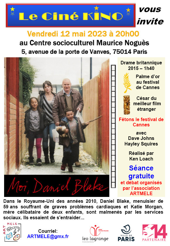 Le Ciné Kino d'ARTMELE présente "Moi, Daniel Blake" - Centre Socioculturel Maurice Noguès - By Night