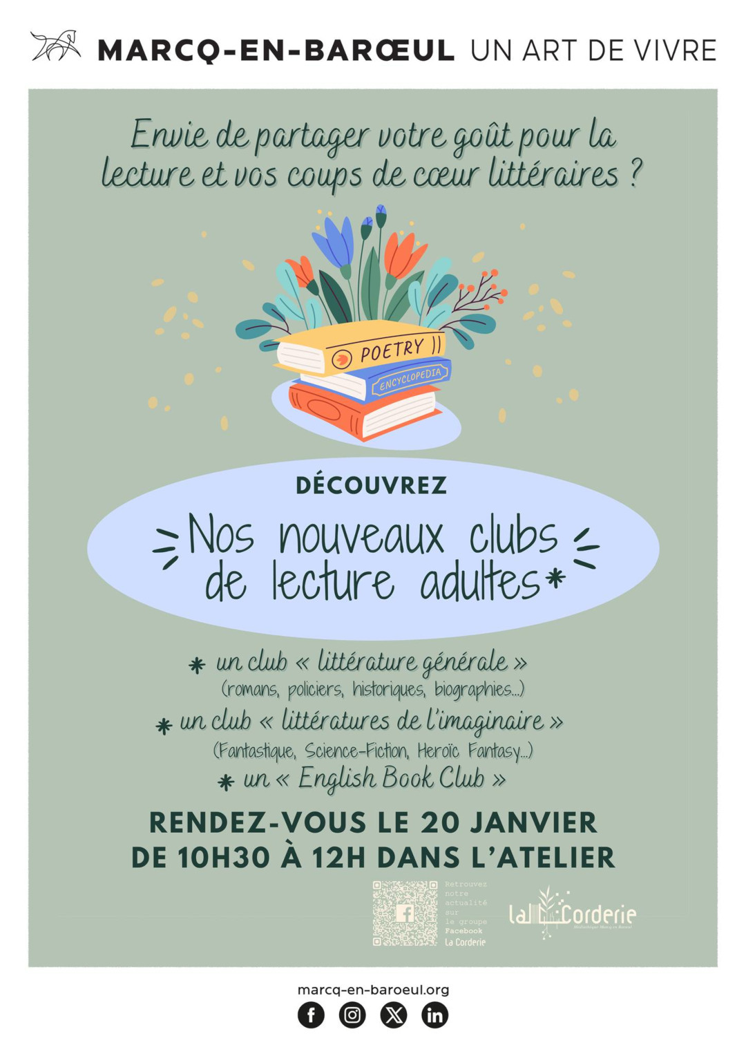 Nos nouveaux clubs de lecture adultes - Médiathèque La Corderie Marcq ...